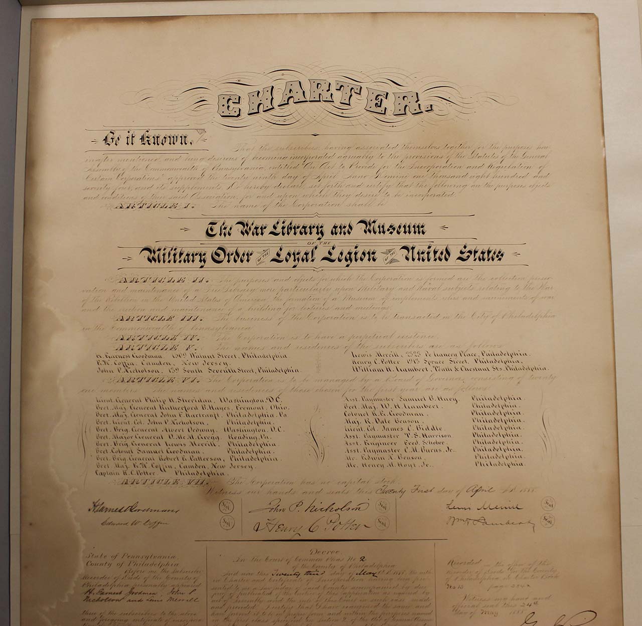 The Civil War Museum of Philadelphia Records - Founding Forward